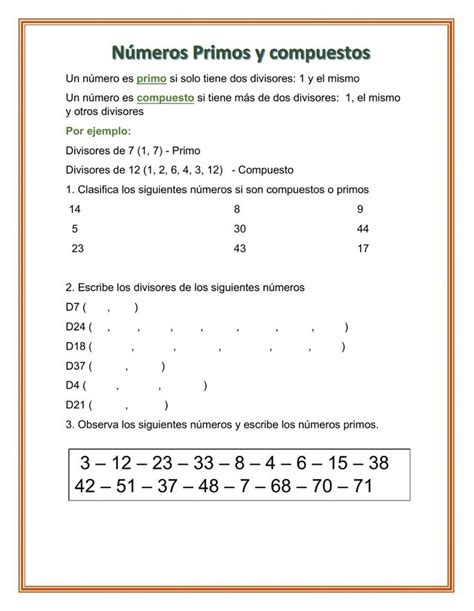 Números Primos Activity Números Primos Primos Paginas De Matematicas