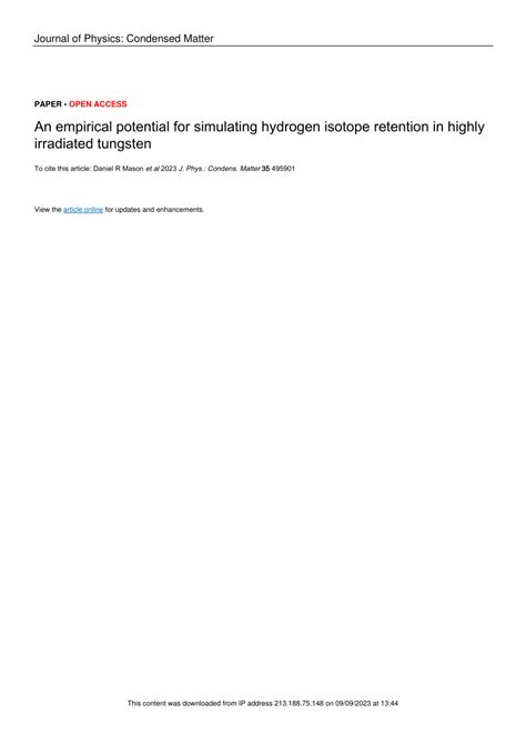 PDF An Empirical Potential For Simulating Hydrogen Isotope Retention