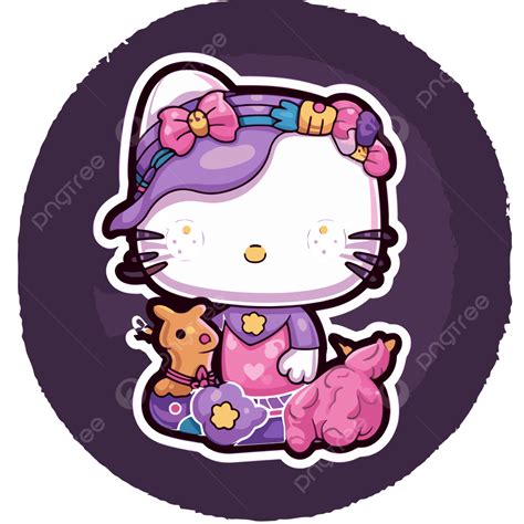 Hello Kitty Está Sentado En Un Clipart De Fondo Morado Vector Png