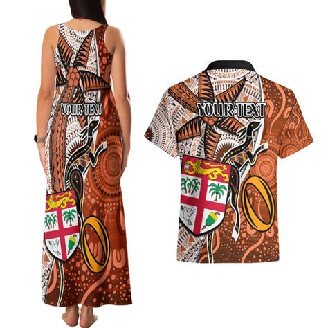 Personalised Fiji Australia Rugby Couples Matching Tank Maxi Dress And