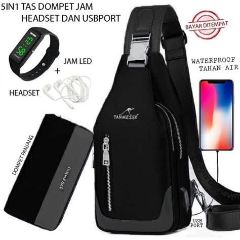 Jual TANMESSO 5IN1 BONUS JAM LED DOMPET USBPORT HEADSET TAS