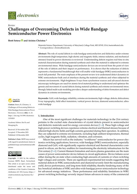 Pdf Challenges Of Overcoming Defects In Wide Bandgap Semiconductor Power Electronics