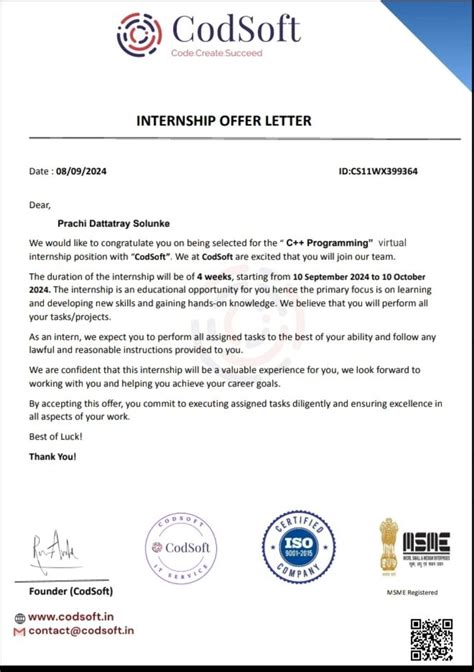 Prachi Solunke On Linkedin Codsoft C Internship Codsoft