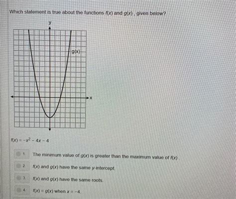 Solved Which Statement Is True About The Functions Fx And