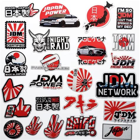 46pcs Funny Jdm Car Stickers Japan Flag Rising Sun Rear Window Stickers