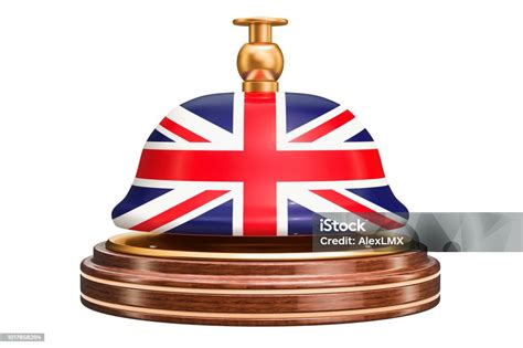 영국 국기 서비스 개념으로 리셉션 종입니다 흰색 배경에 고립 된 3 차원 렌더링 3차원 형태에 대한 스톡 사진 및 기타 이미지 3차원 형태 개념 개념과 주제 Istock