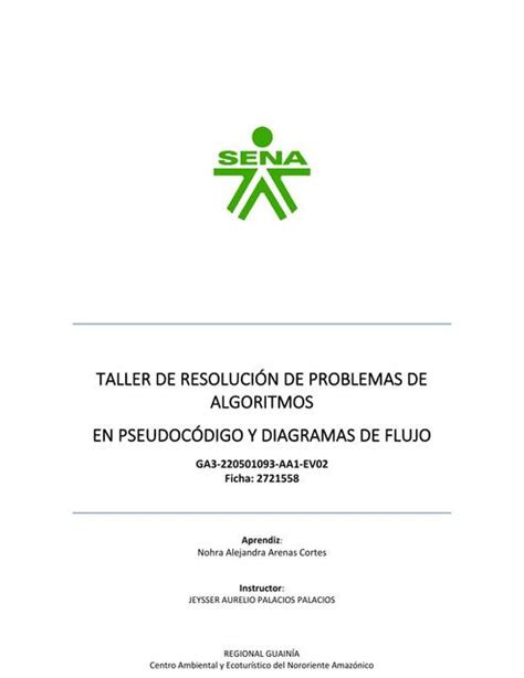 Taller De Resolucion De Problemas De Algoritmos En Alejandra Arenas Udocz