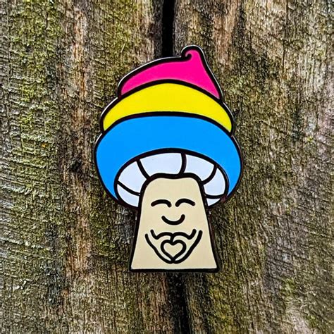 Mushroom Pride Enamel Pin Badge Pansexual Stuffed Mushrooms Enamel
