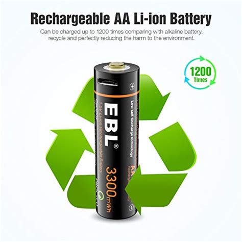 EBL USB Rechargeable Lithium AA Batteries V MWh Long Lasting Rechargeable Double A Li