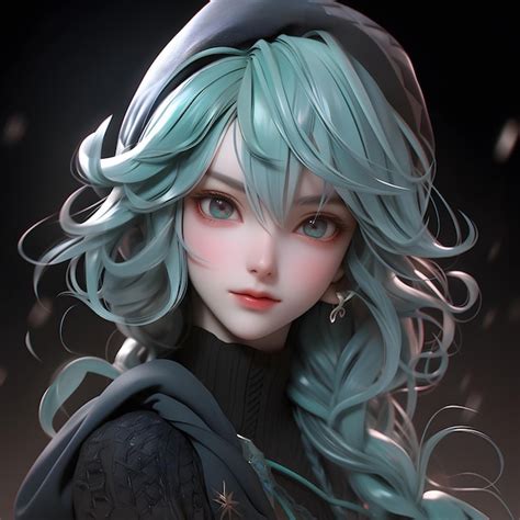 Premium Ai Image Bluehaired Vixen Anime Girl Dazzles In Latex Suit