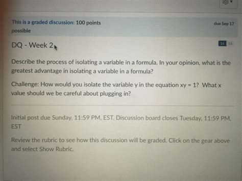 Solved Describe The Process Of Isolating A Variable In A
