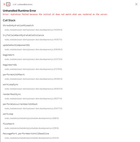 Hydration Failed Because The Initial UI Does Not Match What Was