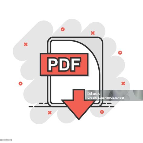 卡通pdf檔圖示在漫畫風格pdf下載標誌插圖像形圖文檔飛濺業務概念向量圖形及更多剪裁圖圖片 剪裁圖 下載 互聯網 Istock