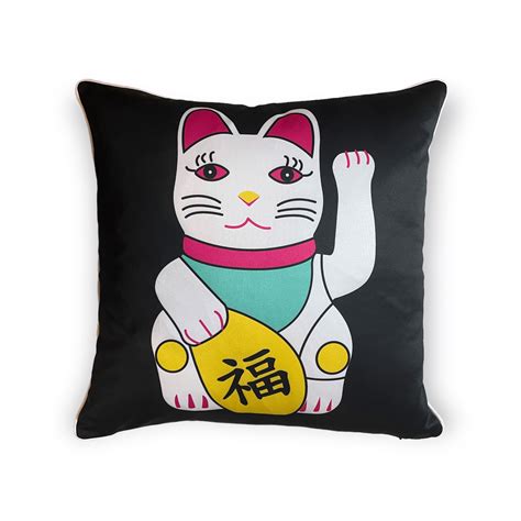 Lucky Cat Print Cushion Cover Liz Fry Design