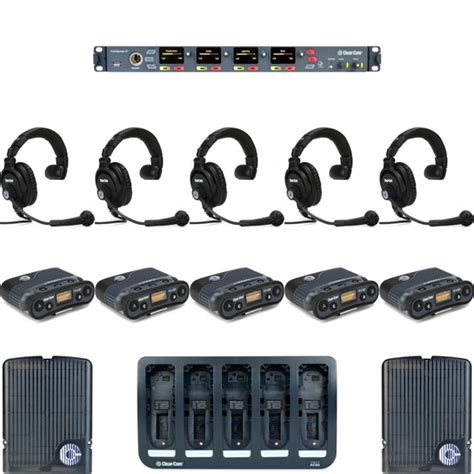Clear Com FreeSpeak II Intercom System 5 Pack 2 4 GHz Rental PRG Gear