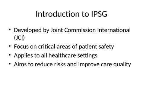 Ipsg Training Presentation For Patient Safty Pptx
