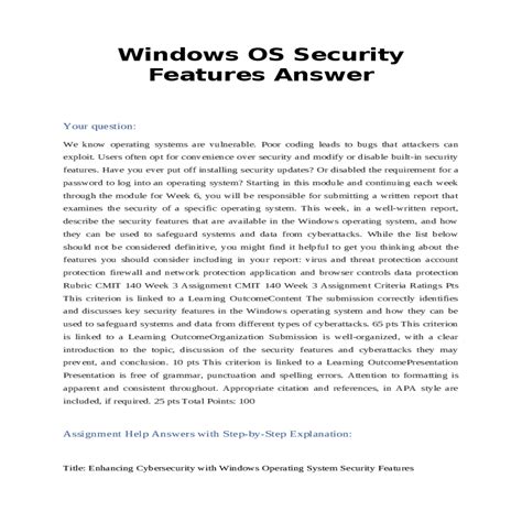Windows Os Security Features Answer Windows Os Security Features Answer
