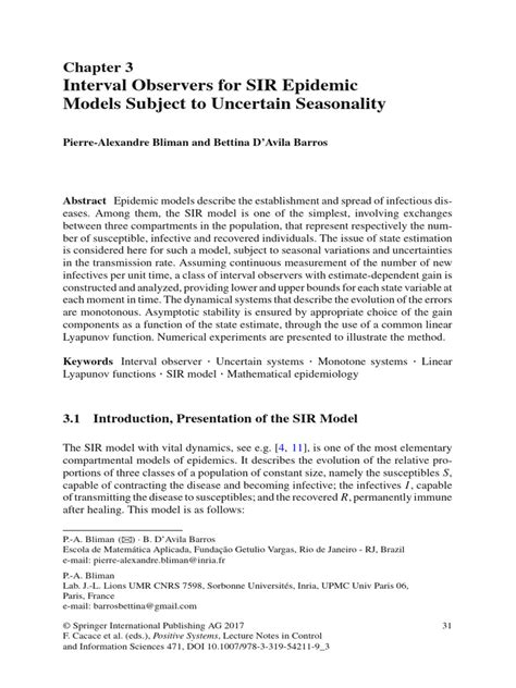 Bliman 2017 Interval Observers For Sir Epidemic Models Subject To