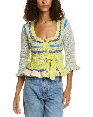 Ganni Crochet Cotton Blend Cardigan