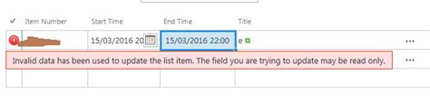 Invalid Data Has Been Used To Update The List Item The Field You Are Trying To Update