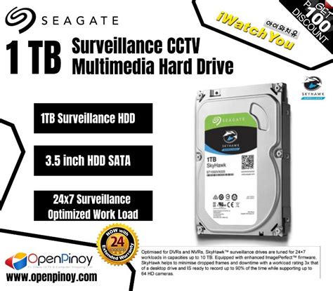 Seagate SKYHAWK 1TB Surveillance CCTV Multimedia Hard Drive, Furniture ...