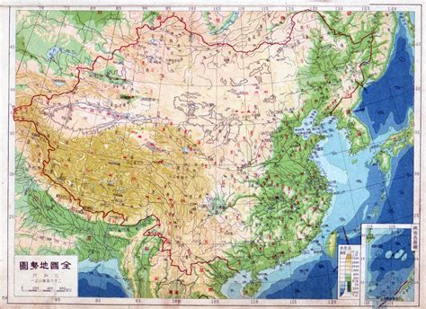 Large Detailed Physical Map Of Map Of China In Chinese 1948 China