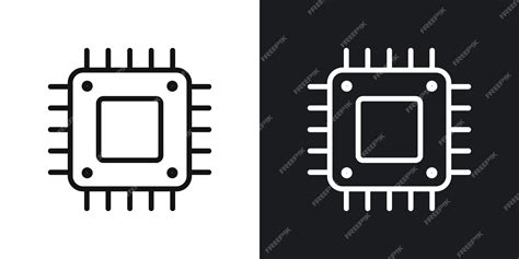 Premium Vector Microchip Vector Icon Set In Black And White Outlines
