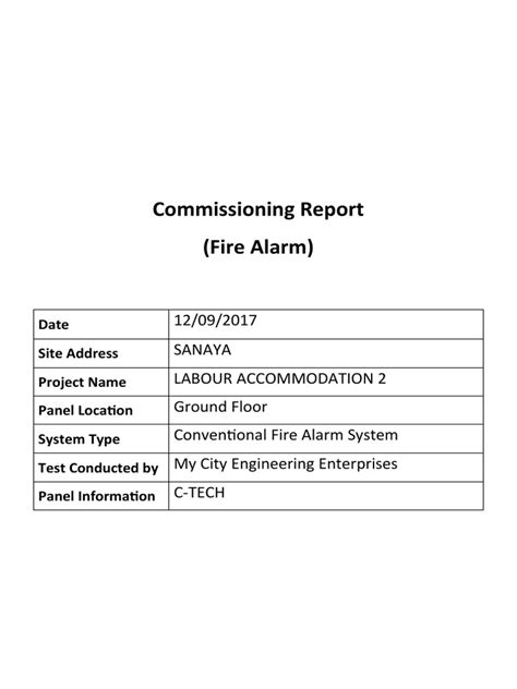 Commissioning Report For The Fire Alarm System At The Sanaya Labour Accommodation 2 Project