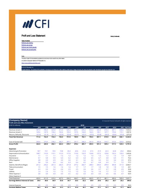 Cfi Profit And Loss Statement Pdf Net Income Income Statement