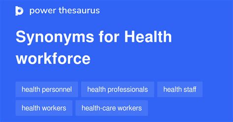 Health Workforce Synonyms 63 Similar Phrases