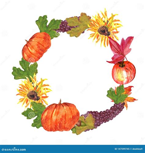 Guirlande De Thanksgiving Fruits Et L Gumes Avec Des Feuilles D