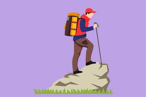Premium Vector Graphic Flat Design Drawing Young Hiker With Backpack