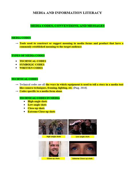 Media And Information Literacy Media Codes Conventions And Messages Pdf Genre Narrative