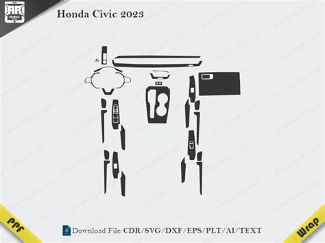 Honda Civic 2021 2023 Car Interior Ppf Or Wrap Template Armobileskin