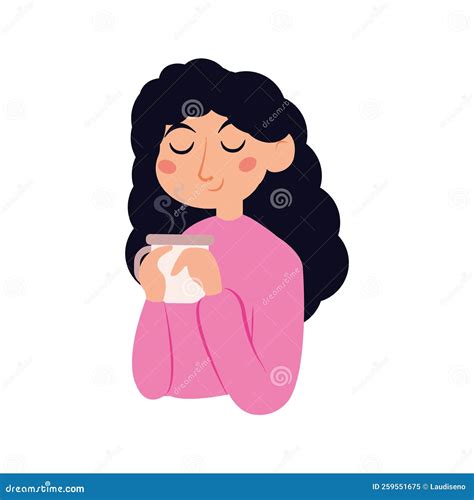 Happy Girl Character Holding A Cup Of Coffee Vector Stock Illustration