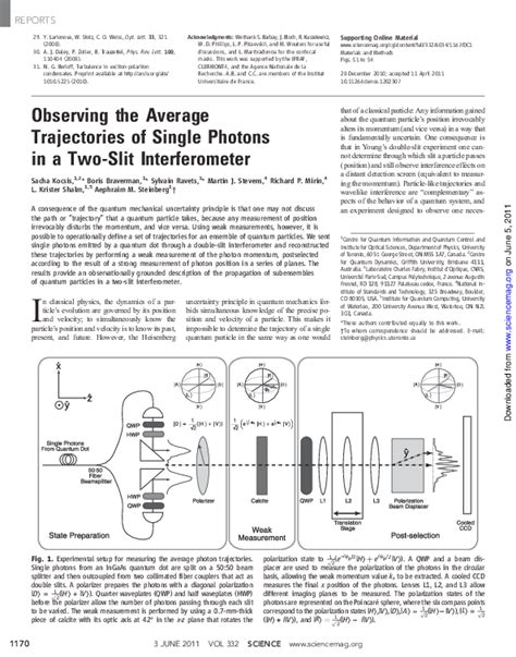 Pdf Observing The Average Trajectories Of Single Photons In A Two