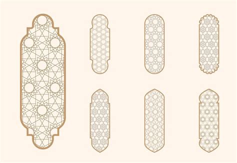 마슈라비아 패턴의 이슬람 창문 모양 아랍어 문 프레임 이슬람 프리미엄 벡터