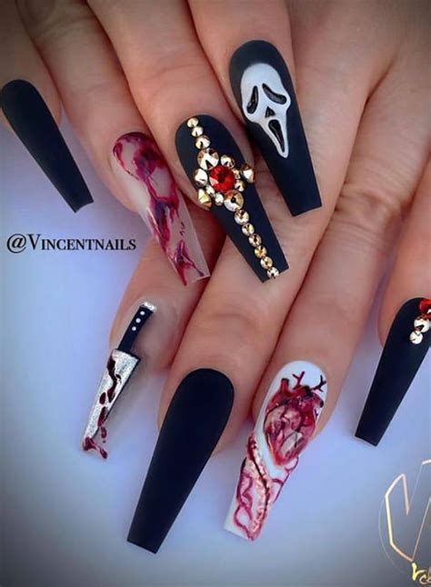 Coffin Shape Acrylic Halloween Nail Designs 2020 Acrylic Design