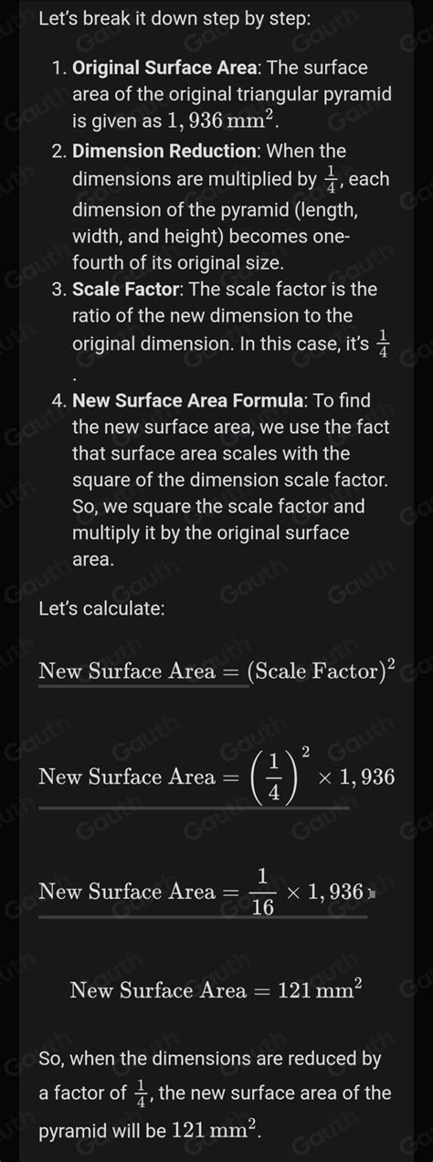 Solved 39 The Surface Area Of A Triangular Pyramid Is 1936mm2 If