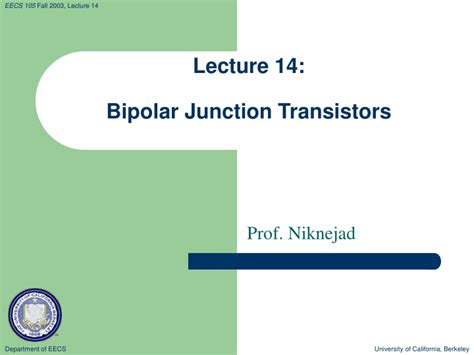 Ppt Lecture 14 Bipolar Junction Transistors Powerpoint Presentation