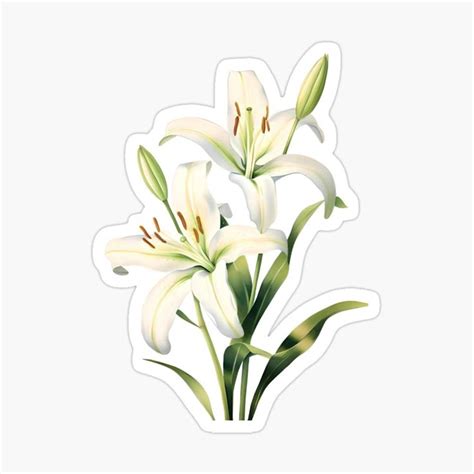 Lilies Flower Sticker Lily Flower Aesthetic Stickers Beautiful Stickers