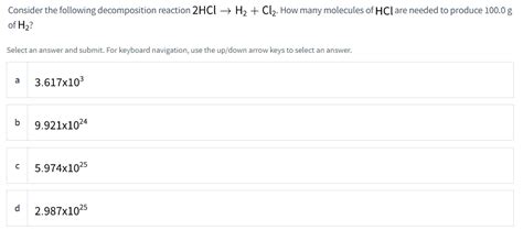 Solved Consider The Following Decomposition Reaction