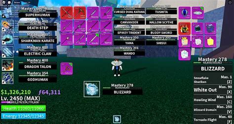 Blox Fruit Lvl 2450max Godhuman Blizzard Fruit Dragon Fruit In