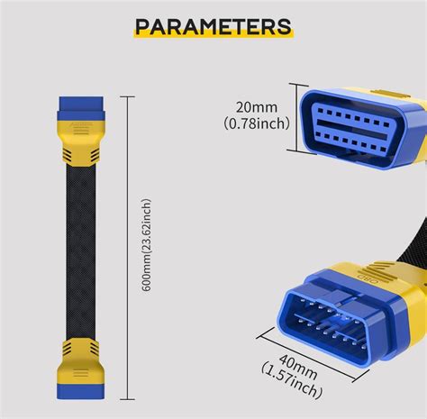 AUTOOL Car OBD II Enhanced Flexible Extension Male To Female Cable For Launch Easydiag