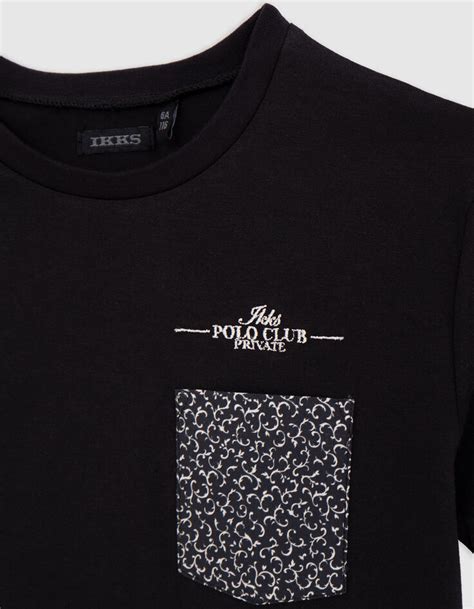 Camiseta Negra Con Bolsillo En El Pecho Para Niño