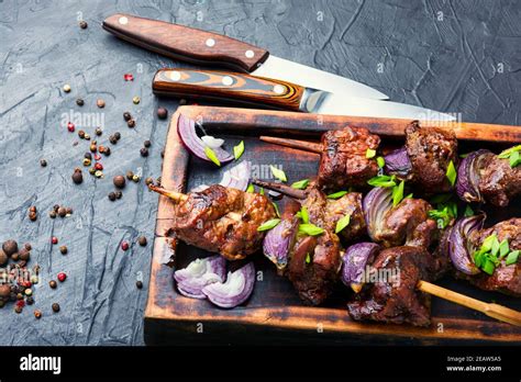 Delicious Liver Kebab Stock Photo Alamy