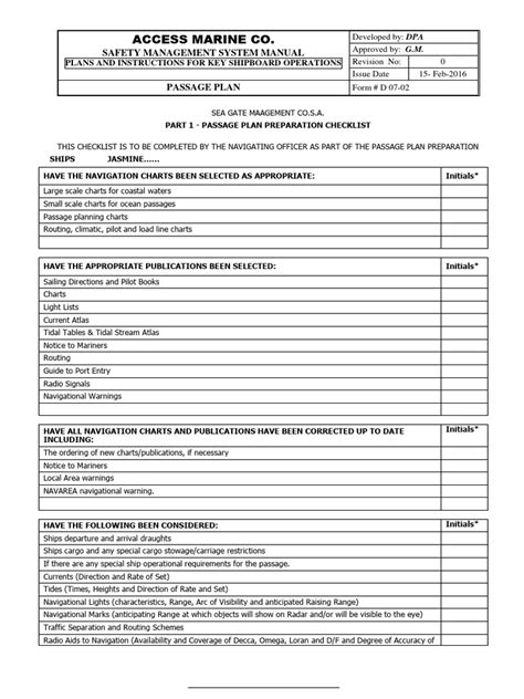 N06 Sea Passage Plan Pdf Navigation Ships