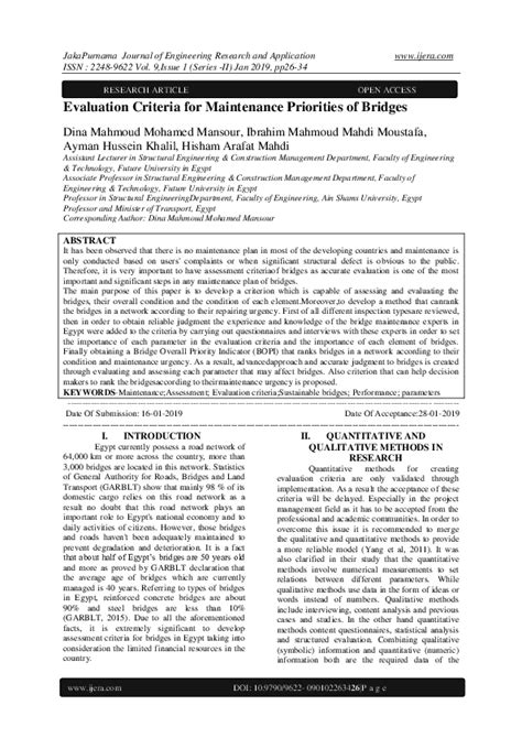 Pdf Evaluation Criteria For Maintenance Priorities Of Bridges