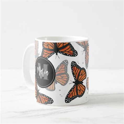 Modern Elegant Monarch Butterfly Monogrammed Coffee Mug Zazzle