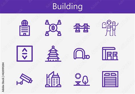 Premium Set Of Building Line Icons Simple Building Icon Pack Stroke Vector Illustration On A